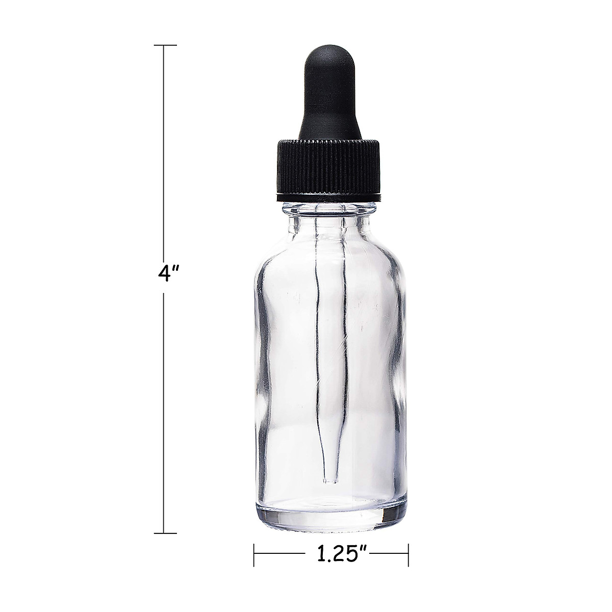 Auropack 30ml (1oz) Clear Boston Round Bottle with Glass Eye Dropper, Pack of 6