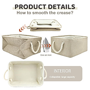 SAMORADREA 9 Pack Storage Basket Bins & Decorative Baskets Storage Box Cubes Containers Bulk W/Handles for Office, Home, Books, Clothes, Bedroom, Closet (Beige)