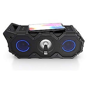 Altec Lansing Super Lifejacket Jolt - Waterproof Bluetooth Speaker, Durable & Portable Speaker with Qi Wireless Charging and Customizable Lights, Wireless Speaker for Travel & Outdoor Use