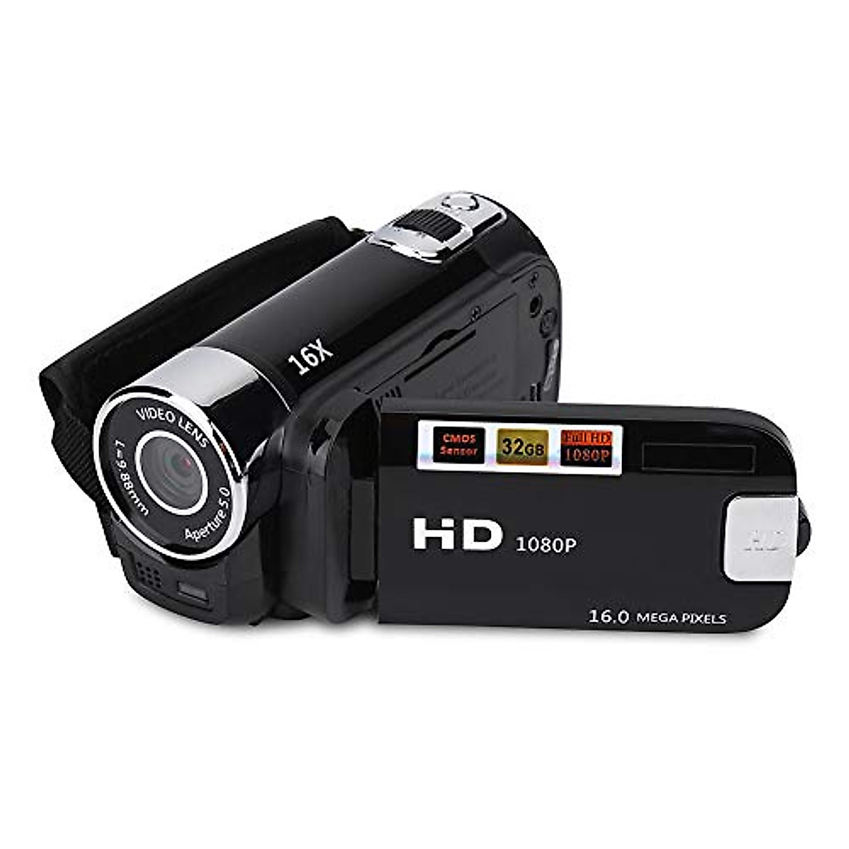 HD Digital Video Camera, 16X Digital Camera, 2.4 Inch Screen Video Camera for Kids, Beginners, Teenagers, 270 Degree Rotation, 118 x 51.5 x 58.5mm(Black)