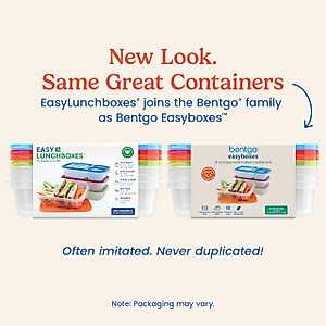 EasyLunchboxes® - Bento Lunch Boxes - Reusable 3-Compartment Food Containers for School, Work, and Travel, Set of 4, Classic