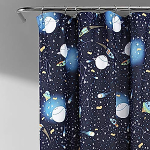 Lush Decor Universe Shower Curtain, 72" x 72", Navy