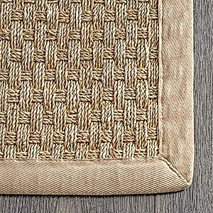 nuLOOM Hesse Checker Weave Seagrass Indoor/Outdoor Accent Rug, 3x5, Natural
