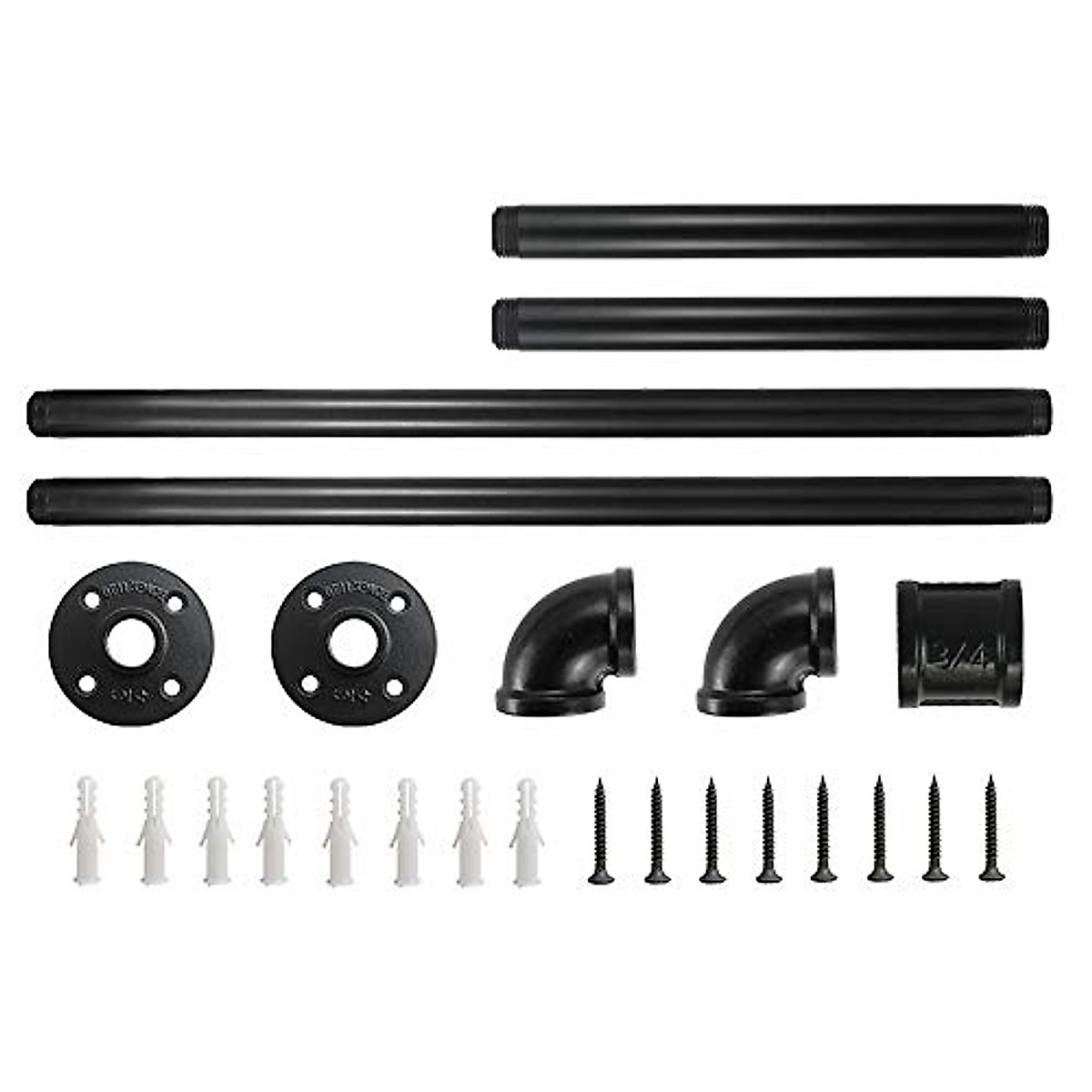 GeilSpace Industrial Pipe Clothes Hanging Bar, Wall-Mounted Clothes Rack, Garment Rack, Space-Saving, Holds up to 50lb, Easy Assembly, Black (60 Inch)