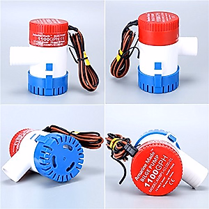 Amarine Made Bilge Pump, 12v Boat Pump 1100gph Marine Boat Bilge Pumps, Fully Submersible Pump for Ponds, Pools, Fishing Boats, RV and Marine Use