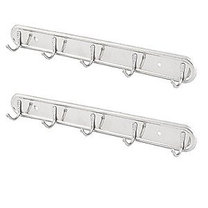 uxcell Bedroom Washroom Wall Mounted 5 Hooks Towel Hat Coat Hanger Rack 2PCS