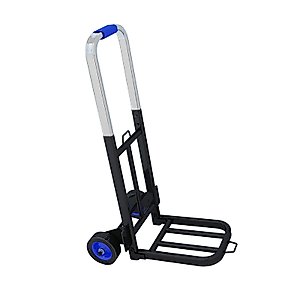 Generic Hand Trucks Folding Hand Trucks, Heavy-Duty 2-Wheel Solid Rubber Wheeled Trolley, Multifunctional Transport Luggage Cart, Steel Portable 100kg Load, with Bungee Cord