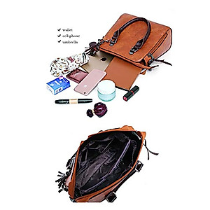 GJGJTER Synthetic PU Leather Tote for Women Satchel Crossbody Hobo 4pcs Handbags Shoulder Bags Tassel Fox Ornament-Black