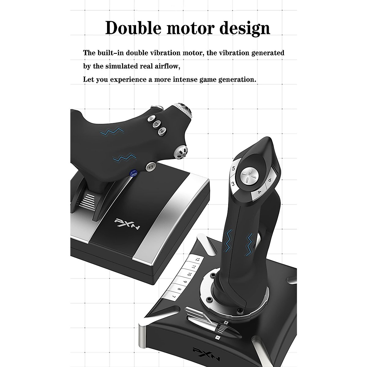PXN-2119Pro Flight simulator controls Flight Stick with Vibration for PS4/xbox one/xbox Series X/S PC Windows 7/8/10/11（Not Support Mac Systems PS3/ PS5/xp/vista）Original handle guide