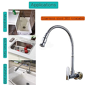 Kitchen Sink Faucets 360 Rotatable Single Lever Stainless Steel Wall-Mounted Kitchen Tap Ktichen Faucet Chrome Finished
