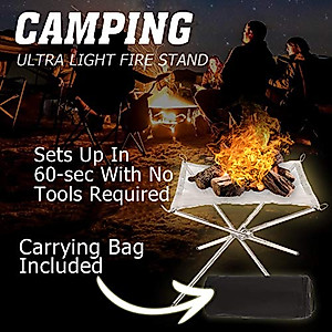 GALMAXS7 Camping Fire Pit Portable Fire Pit Stainless Steel Mesh Collapsible fire Pit Outdoor Fireplace Campfire Pit Foldable Fire Pit for Camping Backyard Beach and Wood Burning -with Carry Bag