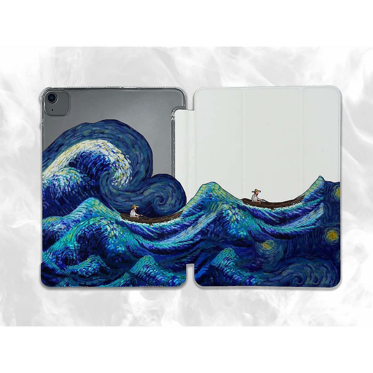 Great Wave Kanagawa Starry Night case Compatible with iPad Mini Air Pro 7.9 8.3 9.7 10.2 10.9 11 12.9 inch Pattern Cover New 2022 2021 Trifold Stand 3 4 5 6 7 8 9 Generation 584 (10.2" 7/8/9 gen)
