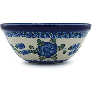 Polish Pottery Cereal/Soup Bowl 5-inch (Blue Poppies)