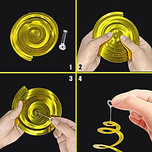 30 Pcs Gold Hanging Swirl Party Decorations,Sparkle Gold Birthday Ceiling Decorations,Streamers for Wedding Party Anniversary Graduation Christmas (Gold)