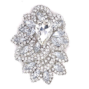 LAXPICOL Women's Vintage Blue Austrian Crystal Elegant Flower Teardrop Brooch Gold Tone (clear)