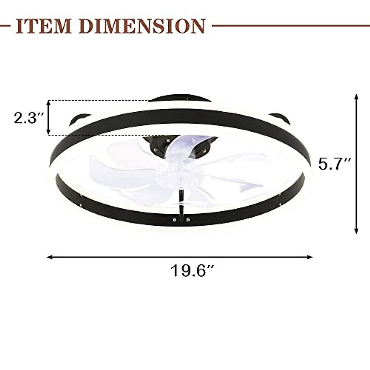 Bella Depot Ceiling Fans with Lights, Low Profile Ceiling Fan with Light, Flush Mount LED Ceiling Fan with Dimmable LED Lights, Reversible Blades, Timing, Smart APP Control for Bedroom (Black)