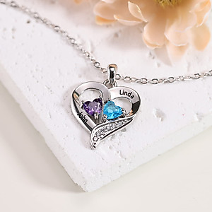 Lam Hub Fong Name Necklace Personalized Gifts for Her Mother Daughter Necklace Birthstone Necklace for Women Custom Necklaces for Women Mother Wife Girlfriend Birthday Gift Ideas