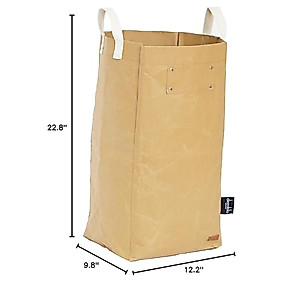 Deeablo New York Sustainable Reusable, Highly Versatile, Washable Paper Bag for Recycling, Multipurpose Recycling Basket, Recycling Bag, Laundry Basket (Brown)