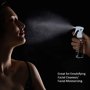 Travel Size Spray Bottle, 3.4oz/100ml Plastic Fine Mist Spray Bottle Set, Refillable Liquid Containers, 3pcs Clear Trigger Sprayer with Funnel and Labels for Styling Kitchen Home Office Cleaning