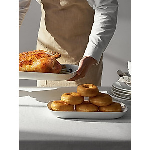 DOWAN Serving Platters and Trays for Wedding Decor, 16"/14"/12" Serving Dishes for Entertaining, White Porcelain Plates Set of 3