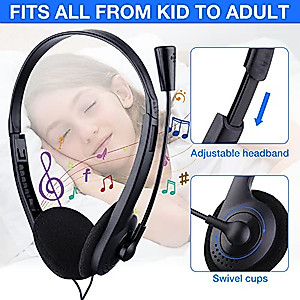 30 Pack Kids Classroom Headphones with Microphone School Student Headphones Bulk Class Set Lightweight Adjustable Earphones on Ear for Child Travel 3.5 Jack Universal Plug (Plastic Microphone Stem)