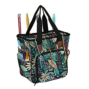 Knitting Yarn Bag, Portable Crochet Storage Tote Bag for Crochet Hooks, Knitting Needles, Yarn Skeins,Knitting Accessories Organizer,Suitable for Beginners and Experienced Crochet Lovers (Green)