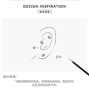 BISAER 925 Sterling Silver Tiny Butterfly Earrings With Screw Back Cubic Zirconia Stud Earrings for Women Cartilage Jewelry