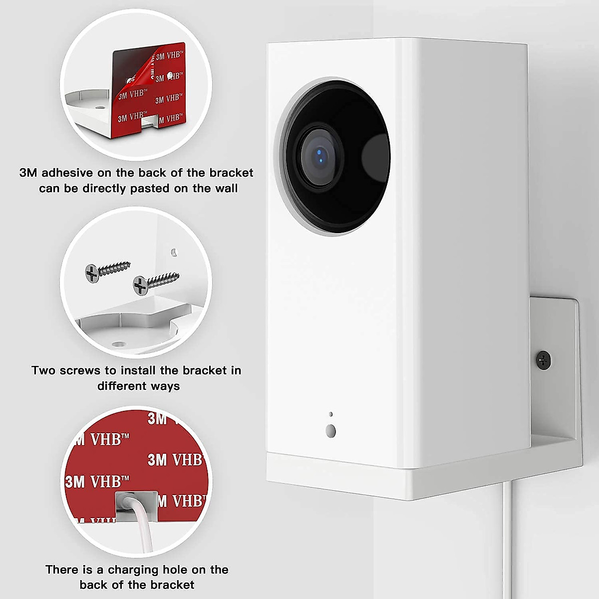 Koroao Strong Adhesive Wall Mount for Wyze Cam Pan, No Drilling,No Screw,No Wall Damage Easy Adjustable Mounting Kit Bracket