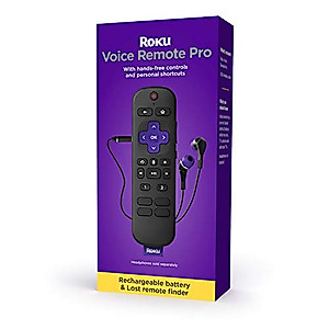 Roku Voice Remote Pro | Rechargeable voice remote with TV controls, lost remote finder, private listening, hands-free voice controls, and shortcut buttons for Roku Players, Roku TV, & Roku Streambars