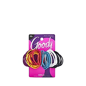Goody Ouchless Elastic Hair Ties - 36 Ct, Brooke (Assorted), 2MM Rubber Bands for Hair, Pain-Free Hair Accessories for Women & Men, Made for Long-Lasting Braids, Ponytails & More, For Fine Hair
