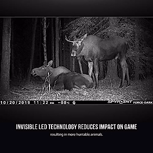 SPYPOINT Force-Dark Trail Camera 42 LED Infrared Flash Game Camera with 80-foot Flash and 110-foot Detection Range 12MP 0.07-second Trigger Speed