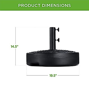 Best Choice Products Fillable Umbrella Base Stand, Round Faux Wicker Plastic Patio Umbrella Base Stand, Pole Holder for Outdoor, Lawn w/ 55lbs Weight Capacity, 2 Adjustment Knobs