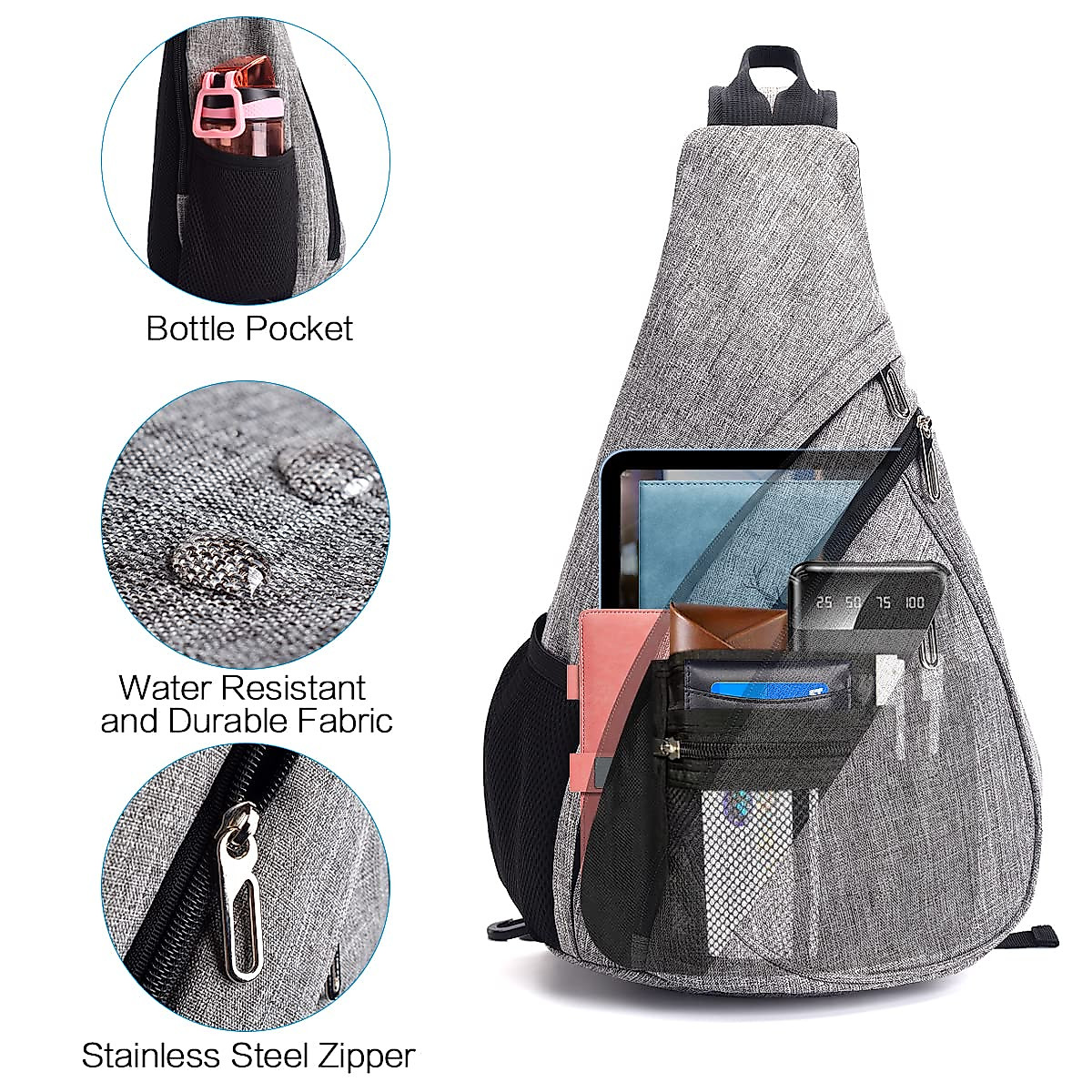 Sajanic Sling Bag Crossbody Sling Backpack Waterproof for Men Women, Lightweight Shoulder Bag for Travel Cycling Camping Daypack