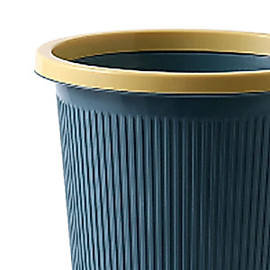 CHEOTIME Small Trash Can Cylindrical Trash Can Plastic Wastebasket Can Hold Trash Bags Suitable for Bathroom Bedroom Kitchen Home Office(Small Dark Blue)