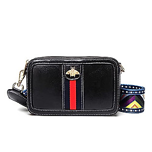 UEOE Crossbody Bags for Women,PU Leather Crossbody Purses for Women,Shoulder Bag Retro Classic Purse Clutch Shoulder Tote HandBag (BLACK)