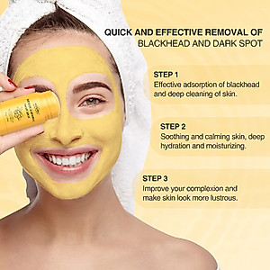 Turmeric Clay Stick Mask Organic Vitamin C Purifying Mask for Blackhead Cleansing Healing Clay Mud Mask for Deep Clean Pore Improve Skin Acne Scars Facial Mask With Blackhead Remover Extractor Tools