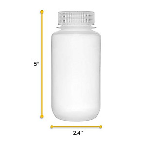 EISCO 6PK Reagent Bottles, 250ml - Wide Mouth with Screw Cap - Polypropylene - Translucent Labs