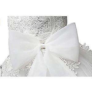 Mallimoda Girl's Lace Tulle Flower Princess Wedding Dress for Toddler and Baby Girl (3Y, Sleeveless White)