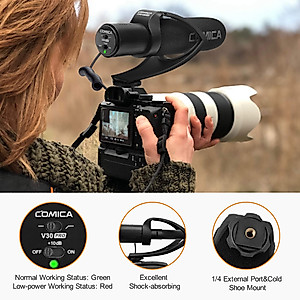 comica CVM-V30PRO Shotgun Microphone Professional Super Cardioid Video Recording Microphone with Wind Muff, Camera Microphone for Canon Nikon Sony DSLR Cameras,Camcorders,iPhone Smartphones