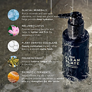 Caldera + Lab The Clean Slate | Men's Organic Foaming Facial Cleanser for Dry, Sensitive, & Normal Skin – Vegan, Natural & Antioxidant Packed Exfoliating Face Wash