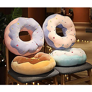 ChezMax Round Donut Pillow Print Decorative Comfortable Soft Plush Funny Food Shaped Pad Seat Back Stuffed Cushion Adult and Kids for Couch Chair Floor Sofa Chocolate