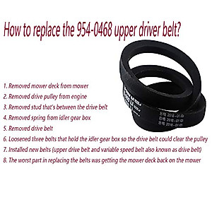 Wadoy 954-0468 Belt Compatible with MTD 754-0468 Replace 75-933,336354,7540468, 9540468 Secondary Upper Drive Belt