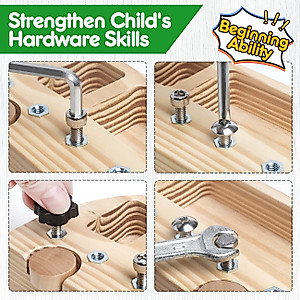 Kids Montessori Screwdriver Board Set, Wooden Toddler Real Tools Montessori Toys Preschool Toys Fine Motor Skills Toys for Kids Toddlers 3 4 5 Years Old