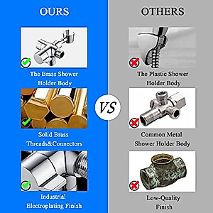 PSYLC All Metal 3-Way Shower Arm Diverter Valve/Solid Brass Shower Splitter For Rain Shower Head & Handheld Shower Head - G1/2 Bathroom Universal Shower System Replacement Part(Chrome)