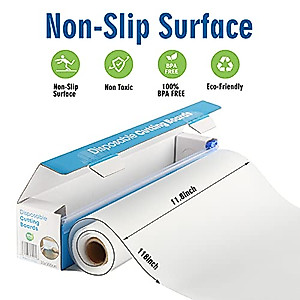 KOLOX Disposable Cutting Board with Built In Sliding Cutter, 10FT, Easy Clean-Up and Convenient Use, Large Flexible Chopping Boards for BBQ, Kitchen, Travel & Outdoor