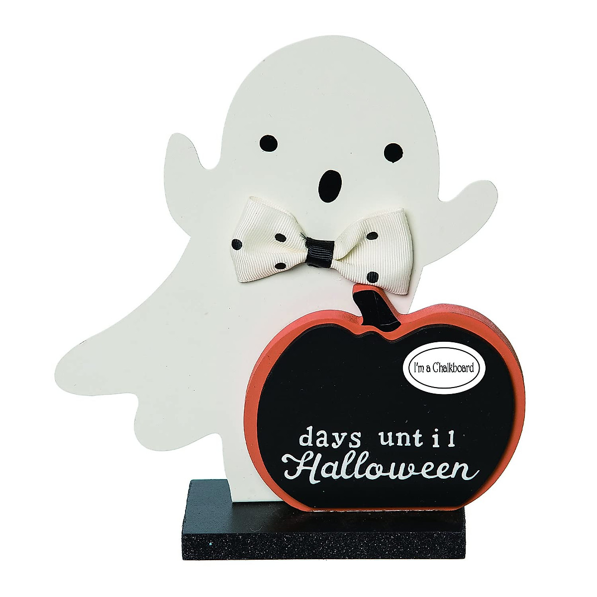 One Holiday Way 9-Inch Wood Ghost Figure w/Pumpkin Chalkboard Halloween Countdown Tabletop Decoration – Decorative Small Wooden Fun Decor Days Until Sign Chalk Blackboard Table Mantel Shelf Sitter
