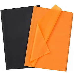Simetufy Orange Tissue Paper for Gift Bags, 60 Sheets 20 x 26 Inches Black Tissue Paper Gift Wrapping, Tissue Paper Bulk for Fall, Halloween, Thanksgiving, Birthday, Holiday Decor and DIY Crafts