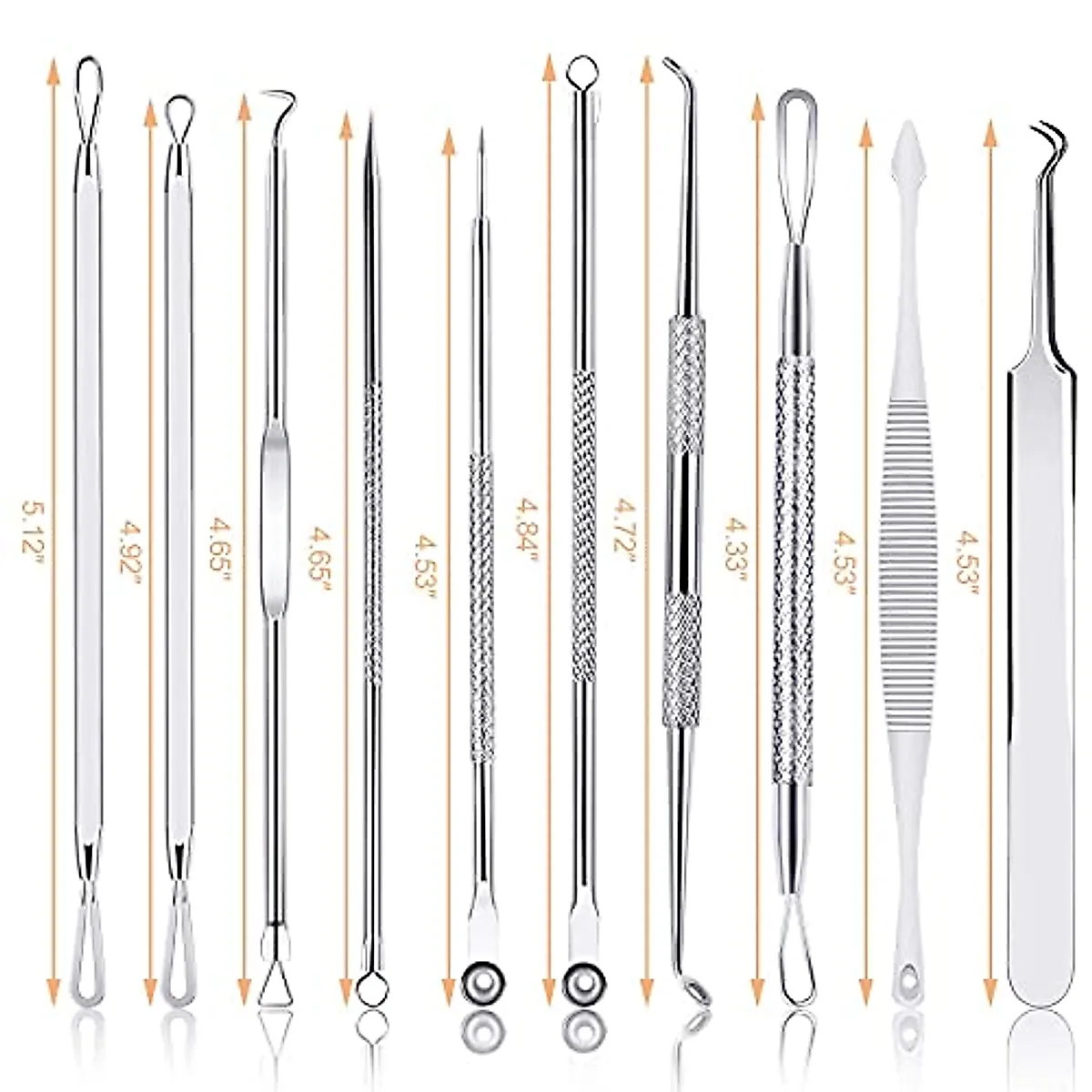 Pimple Popper Tool Kit,MENOLY 10Pcs Blackhead Remover Tools,Pimple Extractor,Acne Tools,Acne Kit for Blackhead,Blemish,Zit Removing,Whitehead Popping and Comedone Extractor Tool with Leather Bag