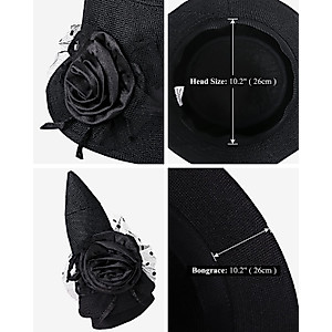CROWN GUIDE 1920s Gatsby Church Cloche Derby Hats for Women Ladies Bow Bucket Wedding Bowler Hats Tea Party Black