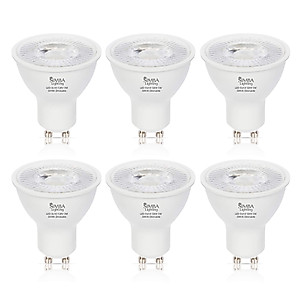 Simba Lighting LED GU10 5W Dimmable Spot Light Bulb (6 Pack) Halogen 50W Replacement MR16 Shape for Accent, Recessed, Track Lighting, 38° Beam Angle, 120V, Twist-N-Lock Bipin Base, 5000K Daylight